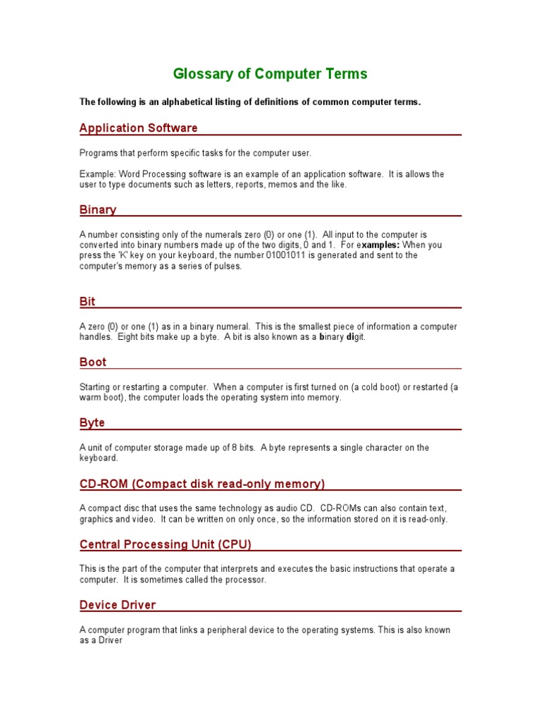 Glossary of Computer Terms | PDF | Disk Storage | Computer Data Storage