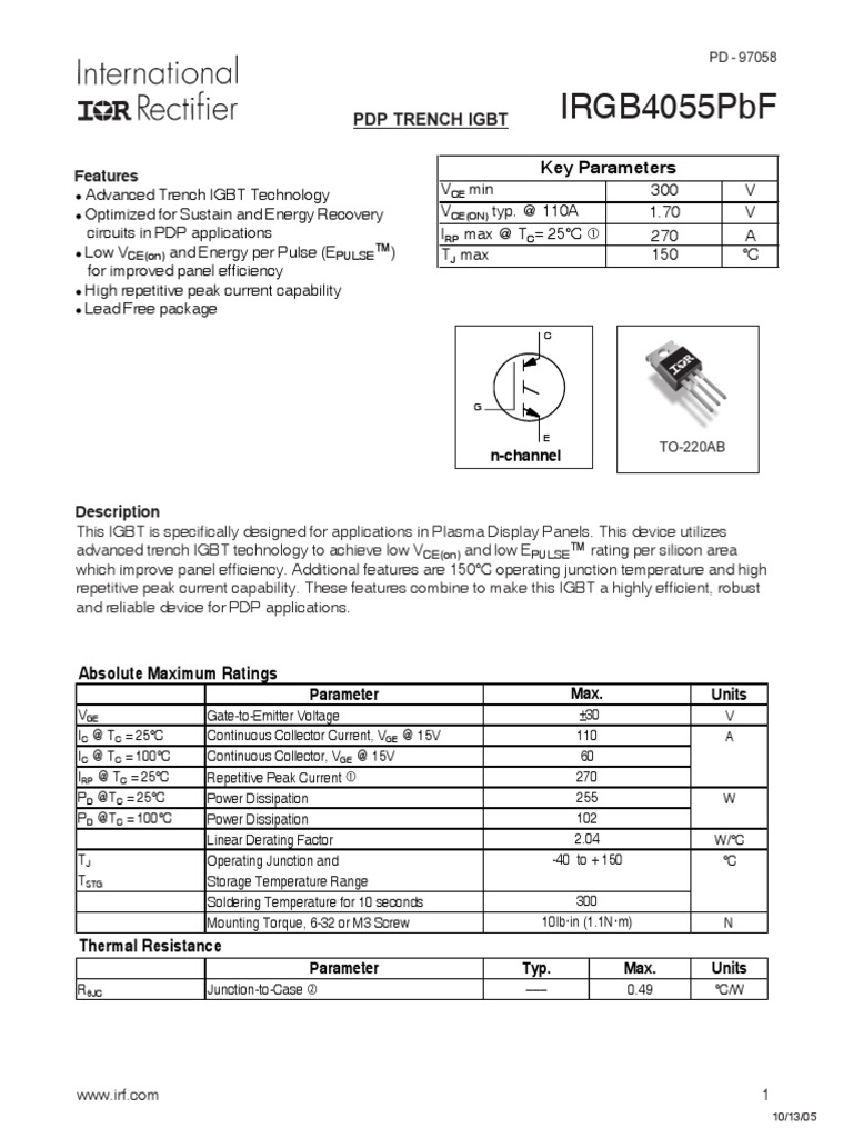 datasheet IGBT | Specification (Technical Standard) | Manufactured ...