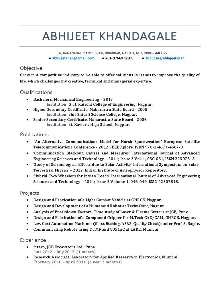 Abhijeet Khandagale Resume Pdf Pdf Engineering Science And Technology