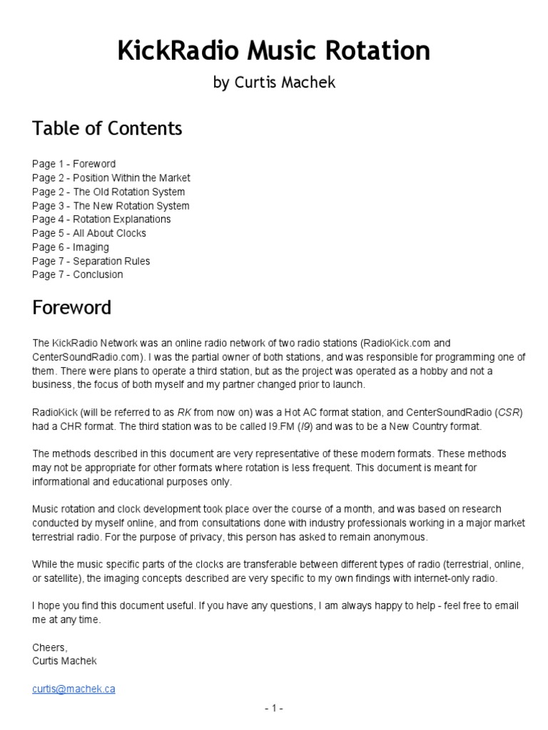 KickRadio Music Rotation System Overview | PDF | I Tunes | Radio