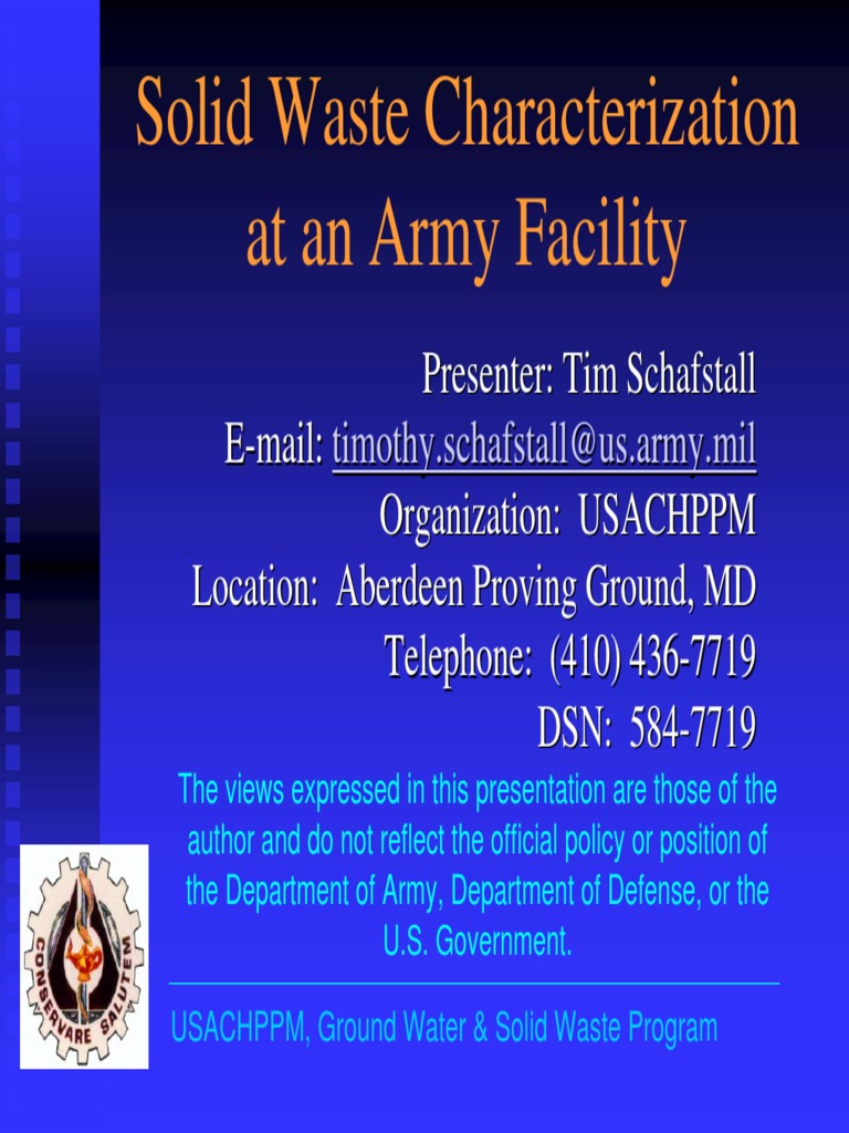 Solid Waste Characterization in Army Facilities | PDF | Waste ...