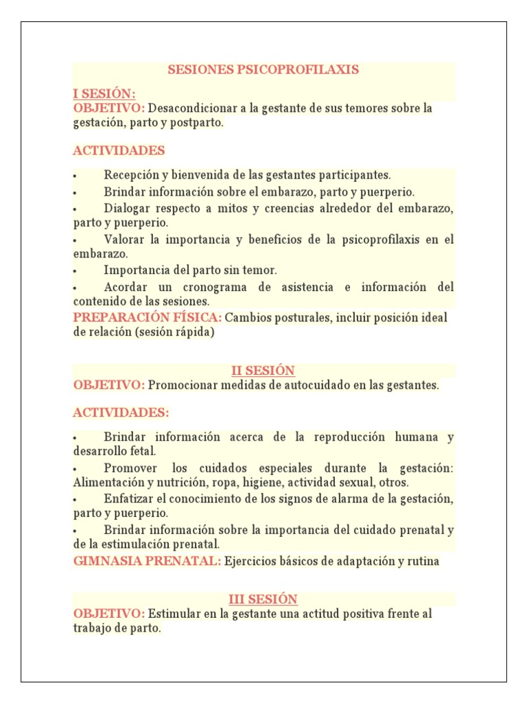 Sesiones Psicoprofilaxis | PDF | Parto | El embarazo