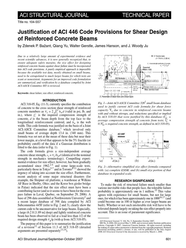 ACI 446 Code Provisions For Shear Design | PDF | Power Law | Regression ...