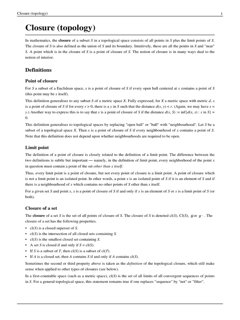 Closure (Topology) | PDF | Category Theory | Mathematical Structures