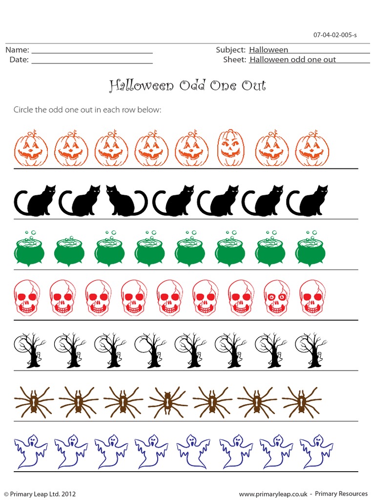 Halloween Odd One Out Worksheets | PDF