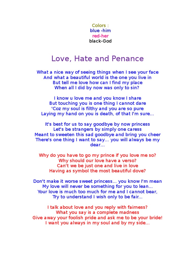 Love, Hate and Penance | PDF | Art | Poetry