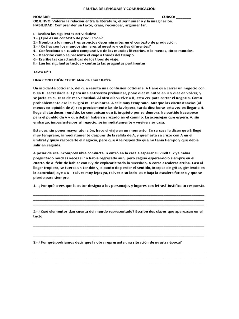 PRUEBA DE LENGUAJE Y COMUNICACIÓN 3° Medio | PDF | Orfeo