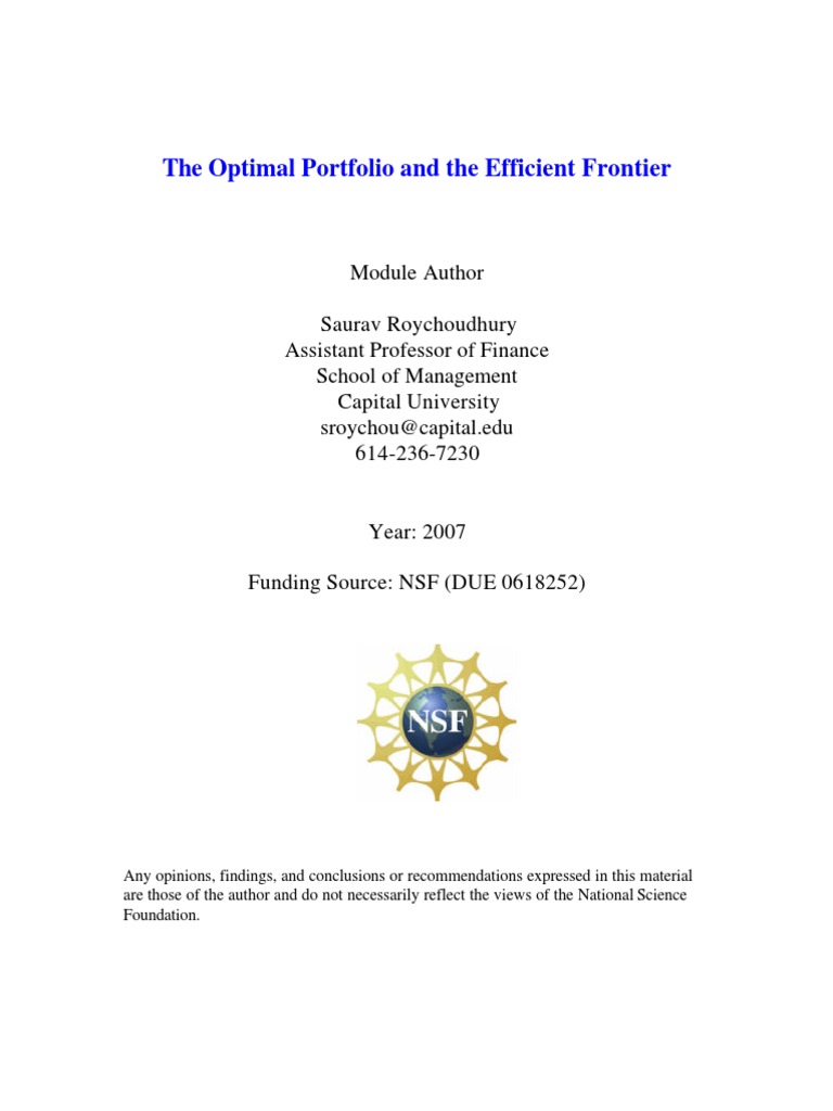 Optimal Portfolio Efficient Frontier | PDF | Modern Portfolio Theory | Diversification (Finance)