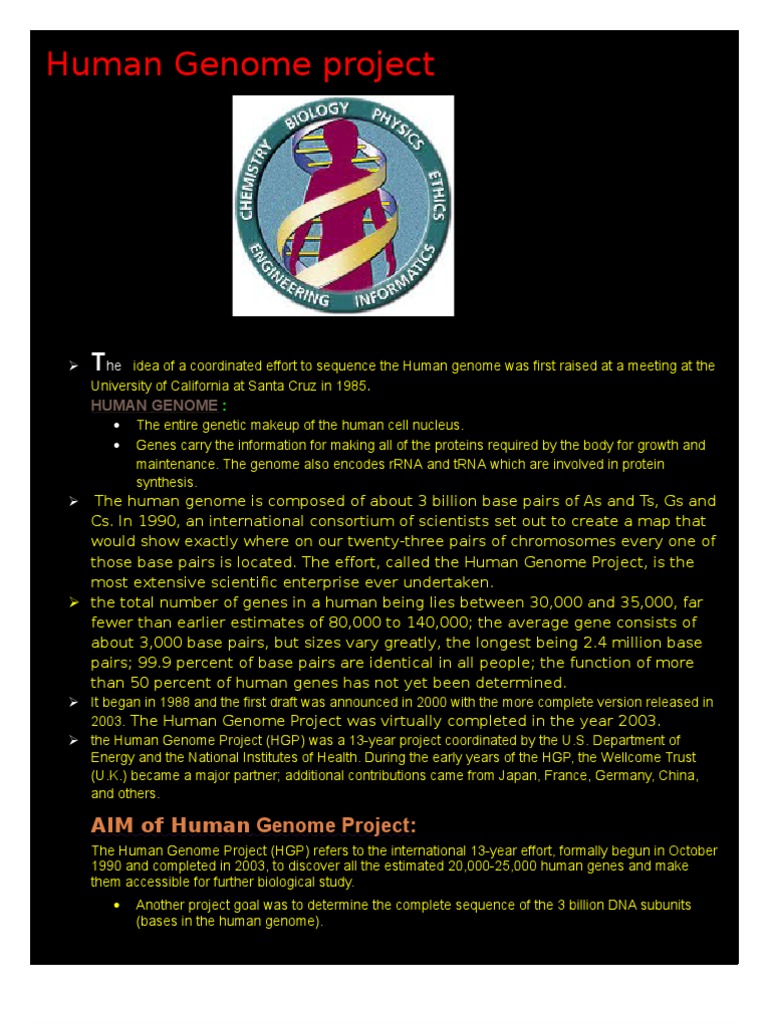 Overview of the Human Genome Project | PDF | Human Genome | Genome