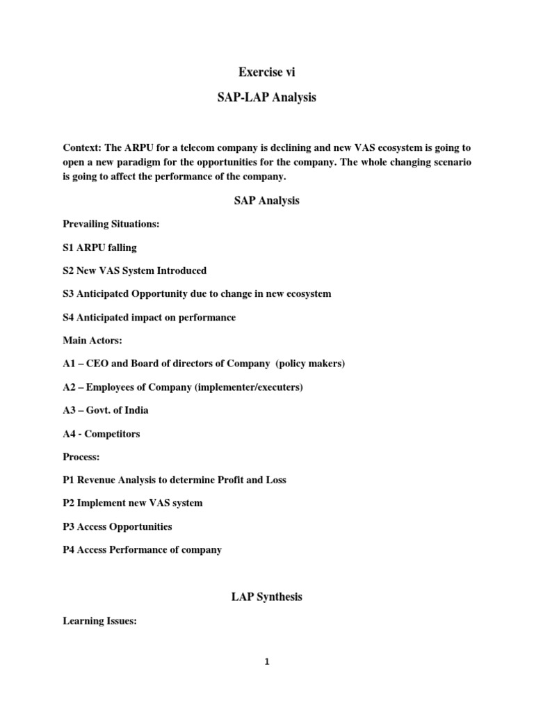 Exercise VI SAP-LAP Analysis | PDF | Business Economics | Economics