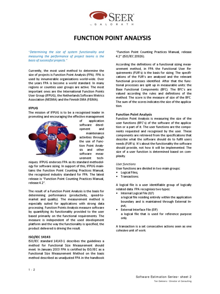 Function Point Analysis | PDF