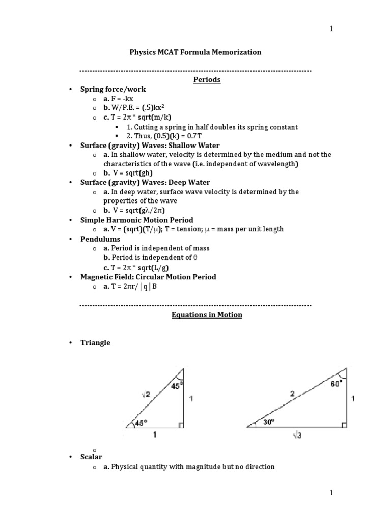 Physics MCAT Formula Memorization-1.pdf | Lens (Optics) | Series And ...