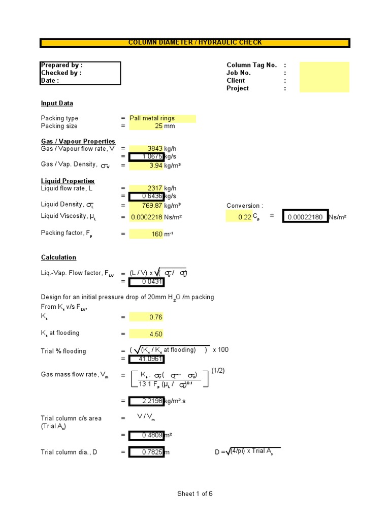 Column Diameter and Hetp Check | PDF