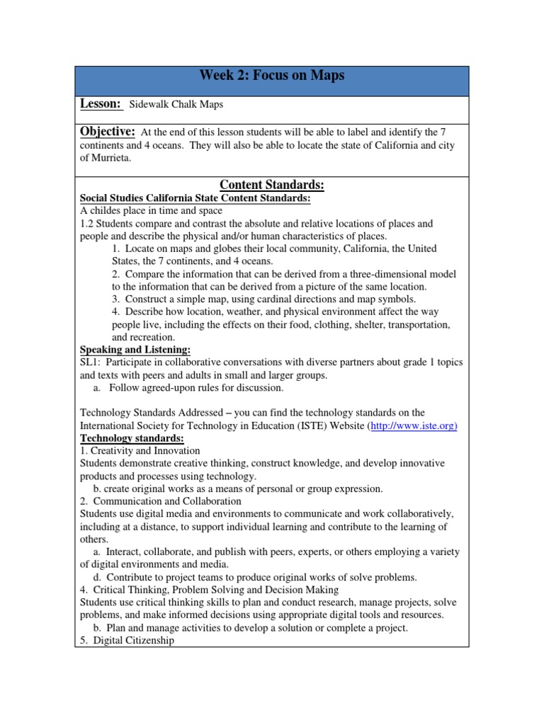 Week 2 Lesson 2 Sidewalk Chalk Maps | PDF | Learning | Communication