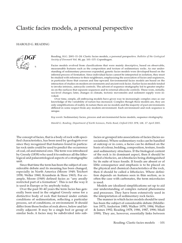 Clastic Facies Models, A Personal Perspective: Society of Denmark Vol ...