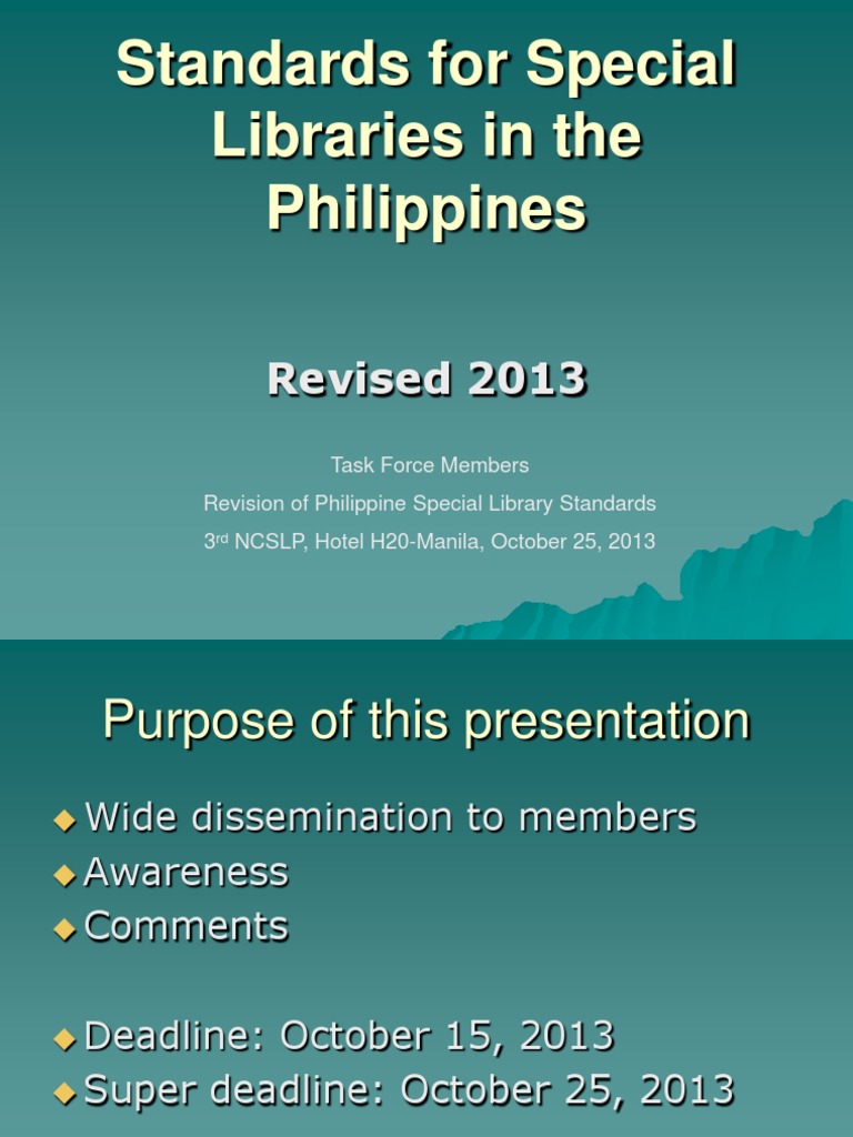 Standards For Special Libraries in The Philippines 2013 | PDF ...