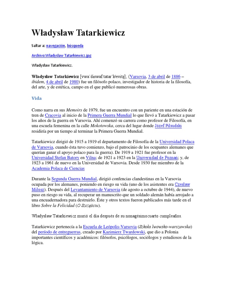 Władysław Tatarkiewicz | PDF | Polonia | Agitación
