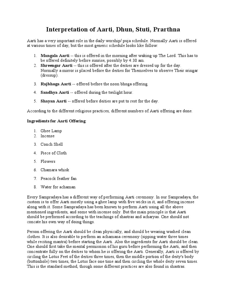 Aarti: Types, Significance, and Practices | PDF | Bhakti | Spirituality