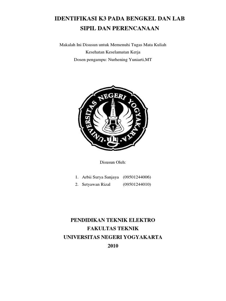 Identifikasi k3 Pada Bengkel Dan Lab Sipil Dan Perencanaan | PDF