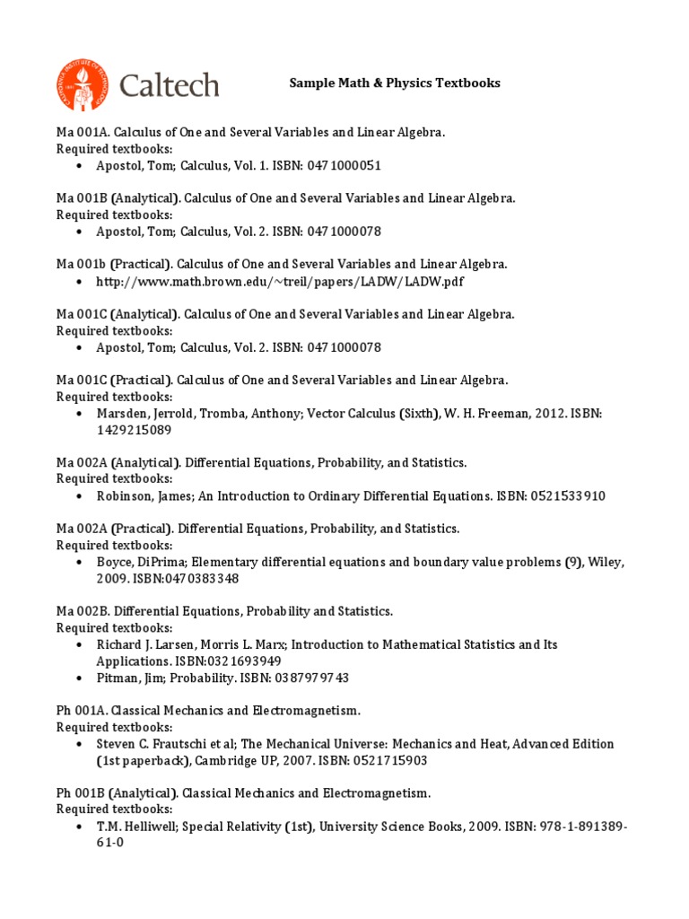 Caltech Books | PDF | Equations | Variable (Mathematics)