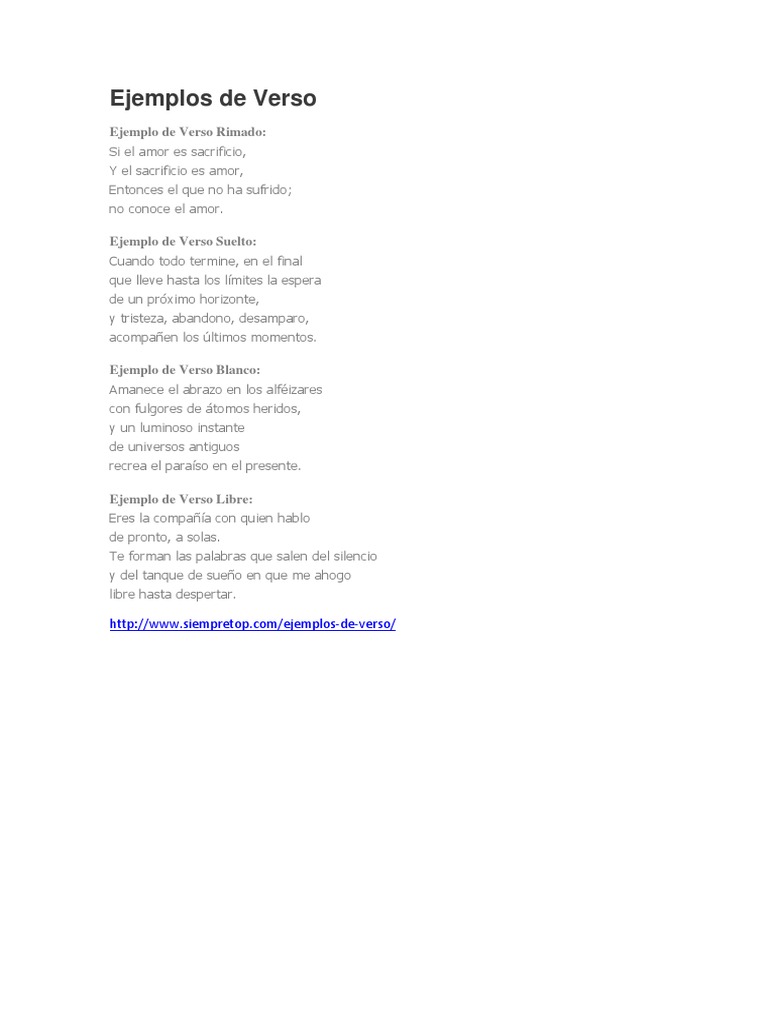 Ejemplos de Verso | PDF
