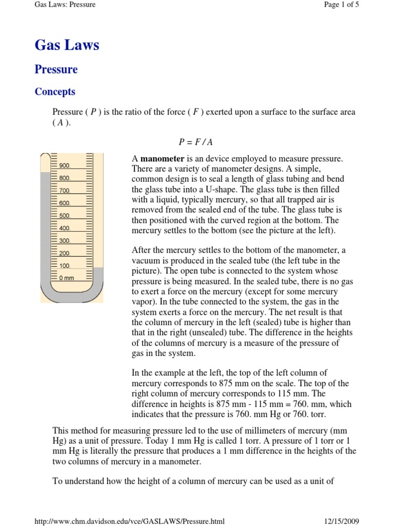 How To Read U Tube Manometer PDF | PDF | Pressure Measurement | Pressure