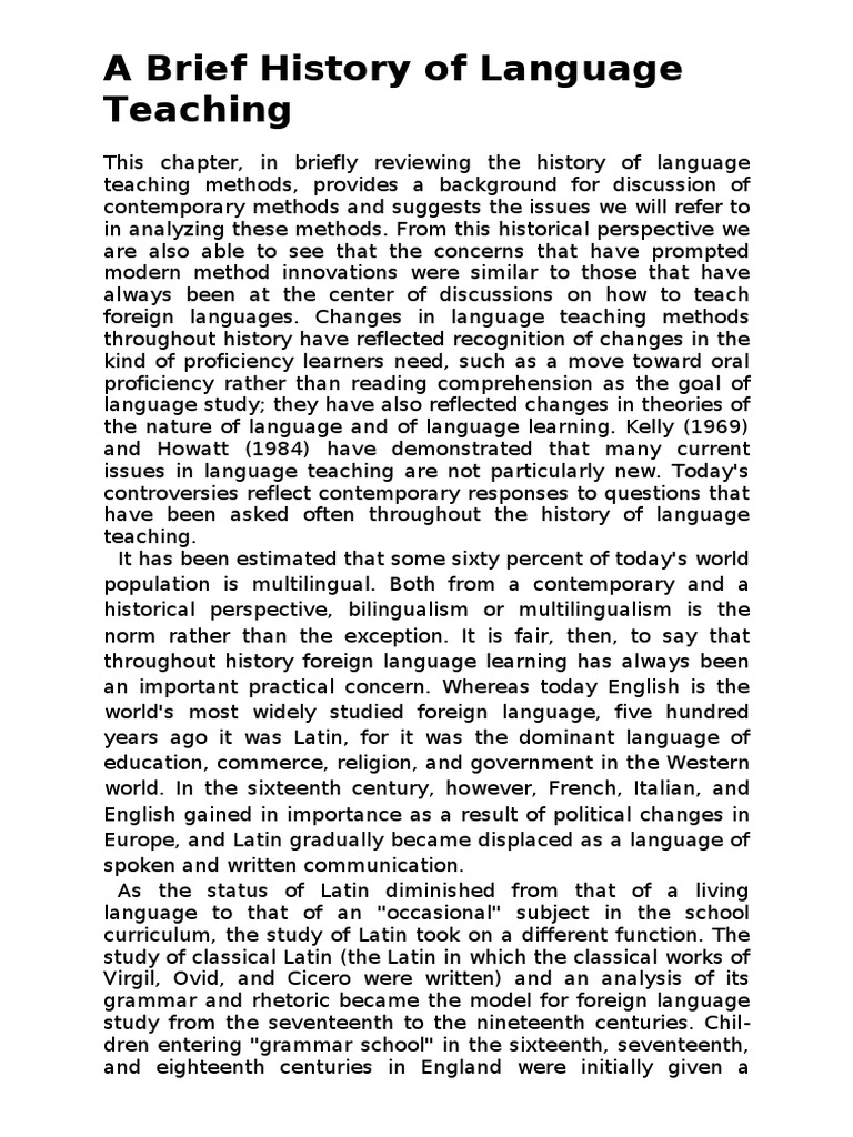 History of Language Teaching | PDF | Language Education | Linguistics