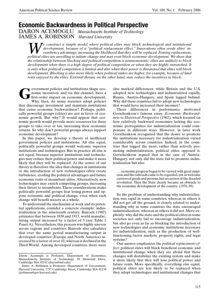 Acemoglu & Robinson (2006) - Economic Backwardness in Political ...