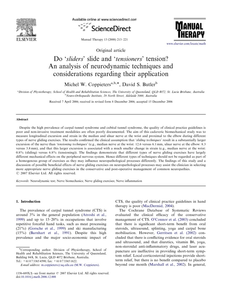 Do Sliders' Slide and Tensioners' Tension An Analysis of Neurodynamic ...