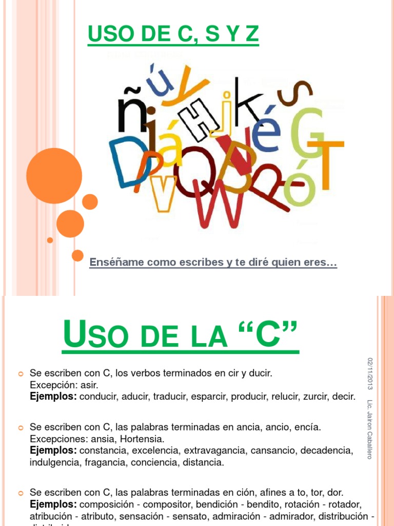 Uso de La S C Z | PDF | Conjugación gramatical | Morfología Lingüística