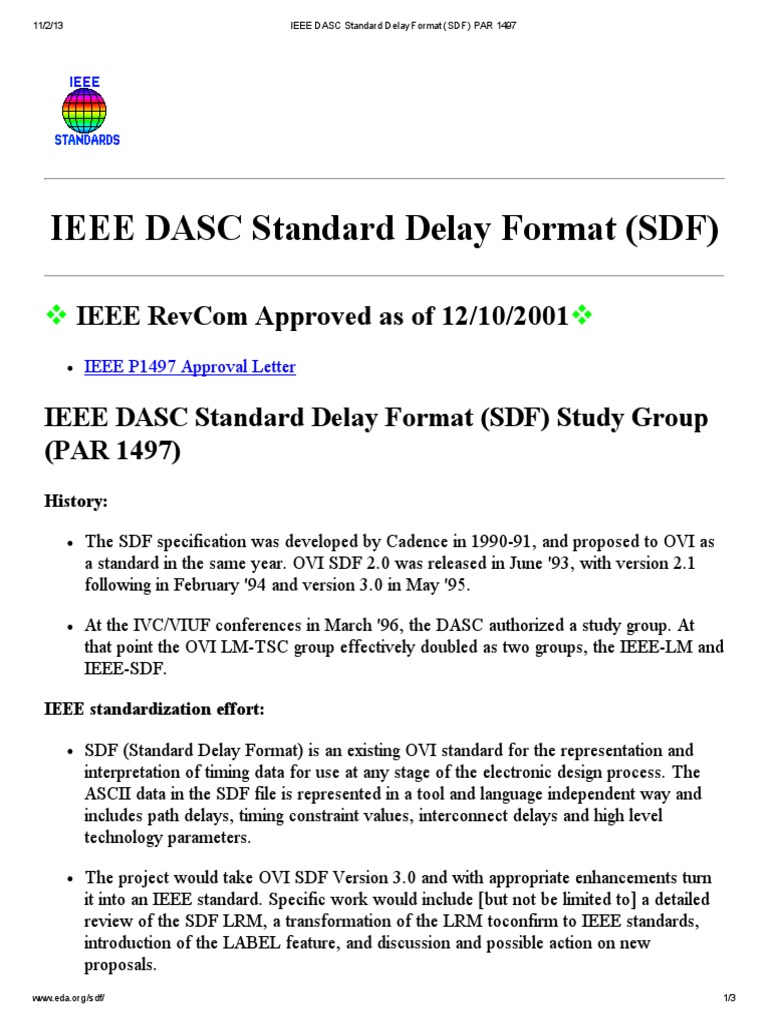 IEEE DASC Standard Delay Format (SDF) PAR 1497 PDF | PDF | Institute Of ...
