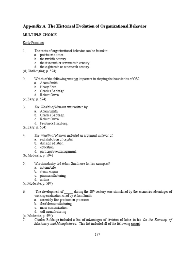 Multiple Choice Questions On Historical Evolution of OB | PDF ...