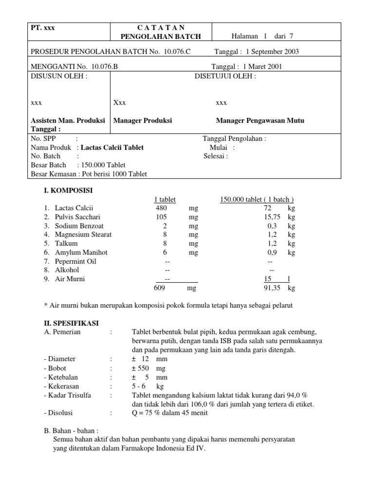 Contoh Batch Sheet | PDF