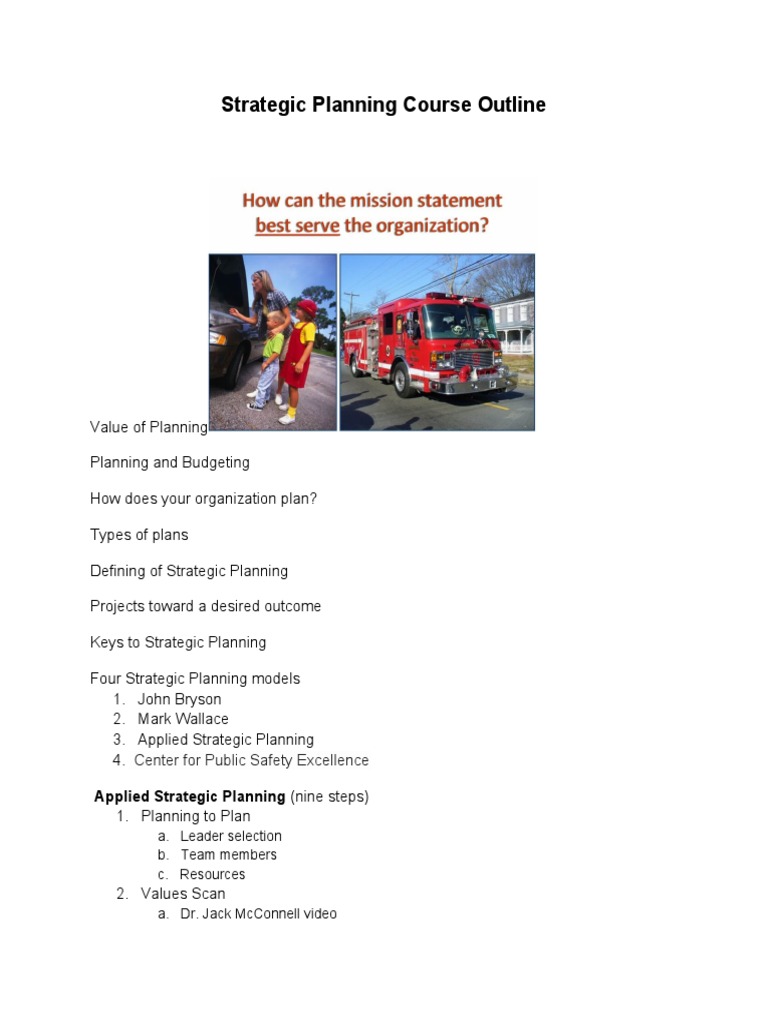 Strategic Planning Course Overview | PDF | Strategic Planning | Control ...