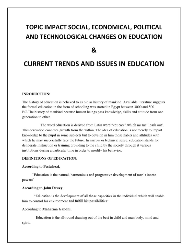 TOPIC IMPACT SOCIAL, Economical, Political, Technological Changes On ...