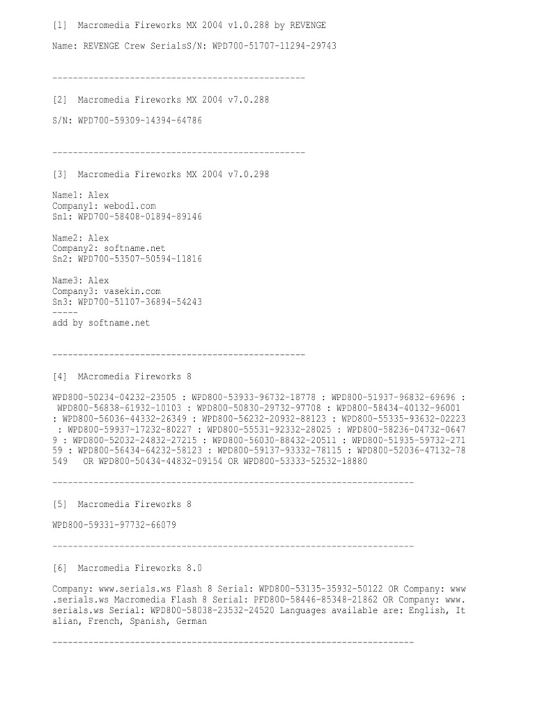 (Macromedia Fireworks 8 Serial by Jdavidcardenas - Bajateloz ...