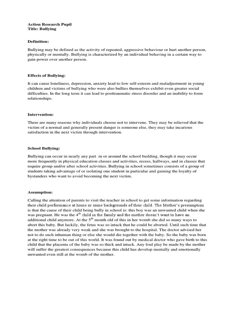 Understanding School Bullying Effects | PDF | Wellness