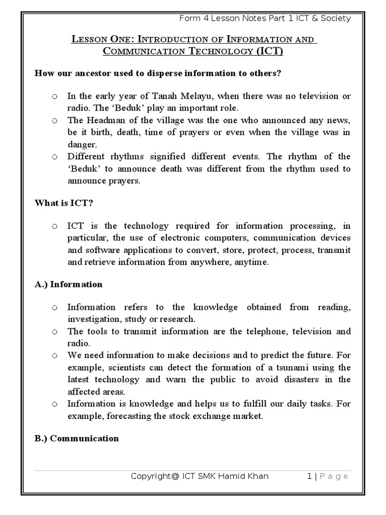 Form 4 ICT Notes Ls 1-13 | PDF | Integrated Circuit | Authentication