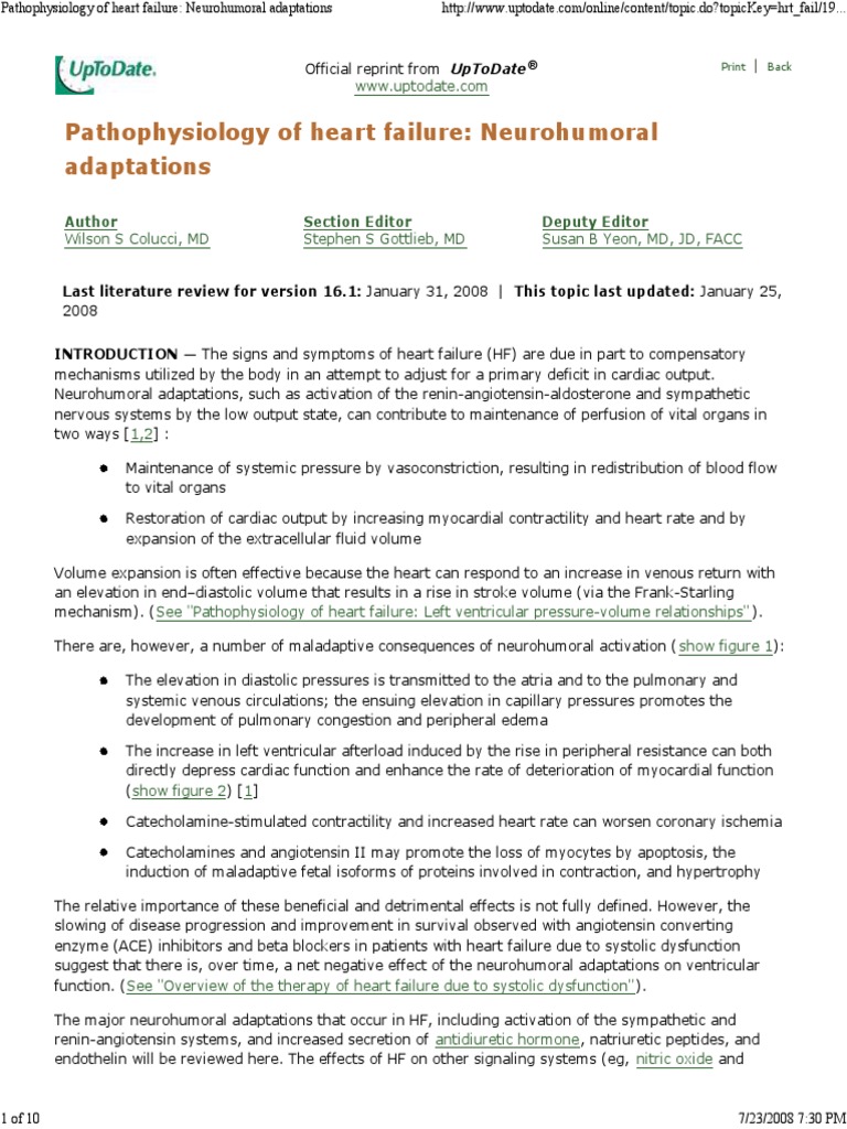 Pathophysiology of Heart Failure - Neurohumoral Adaptations PDF | PDF ...