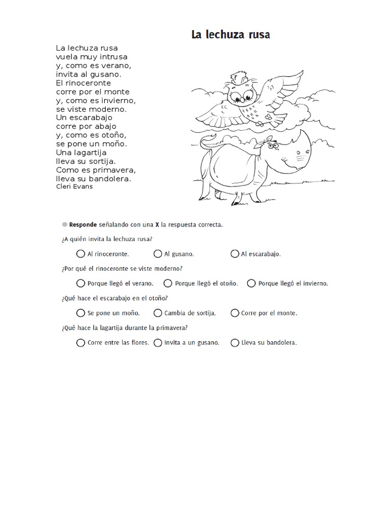 Animales y Estaciones en Rima | PDF