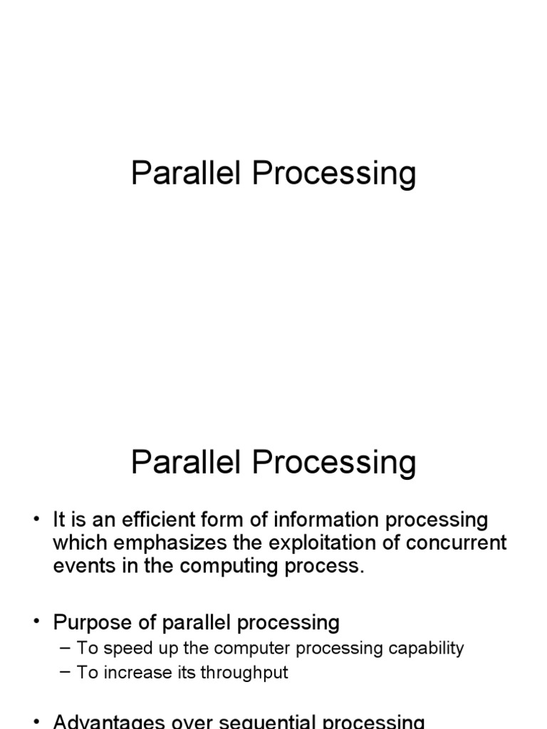 1 Parallel Processing Pdf Parallel Computing Central Processing Unit