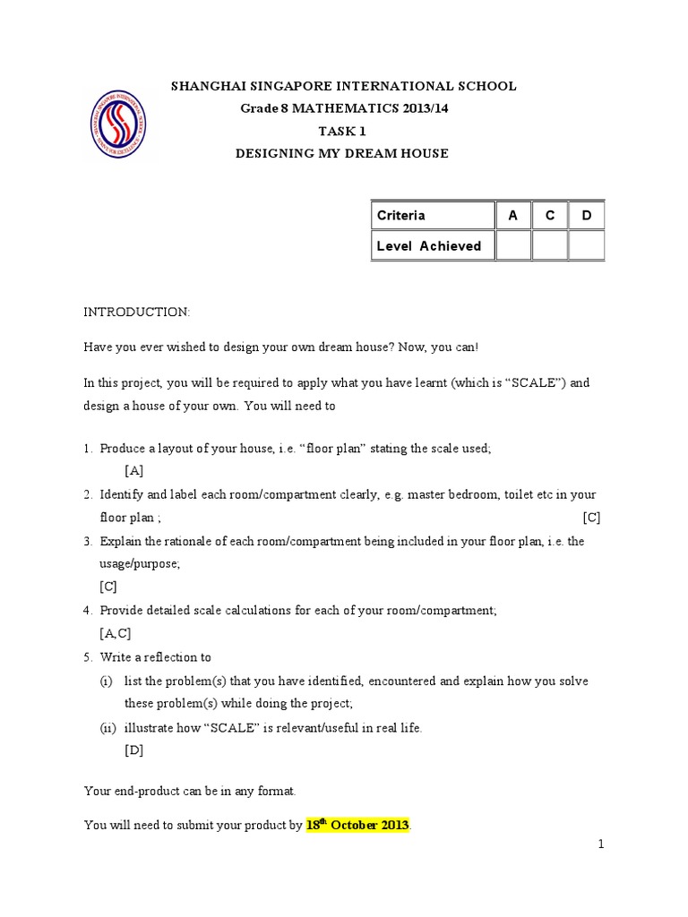 Grade 8 Math: Design Your Dream House | PDF | Teaching Methods & Materials