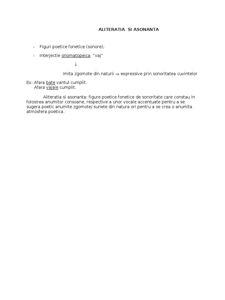 Aliteratia Si Asonanta | PDF