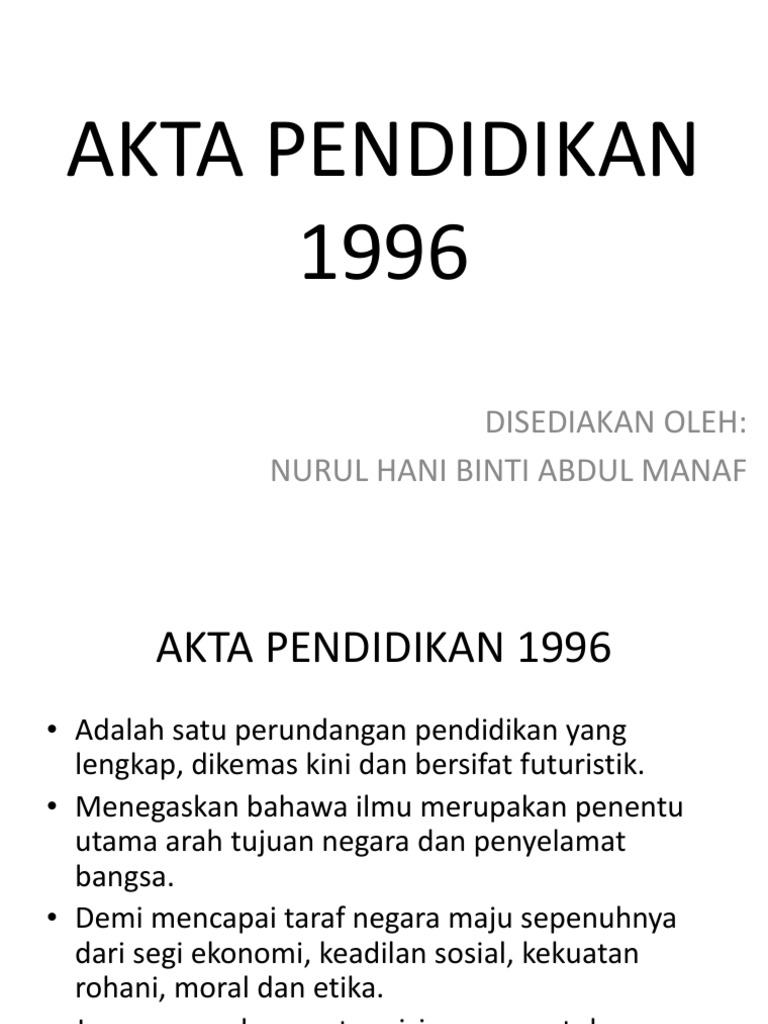 Akta Pendidikan 1996 | PDF