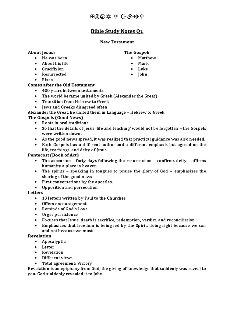 Bible Study Notes q1 | PDF | Gospel Of Matthew | The Gospel