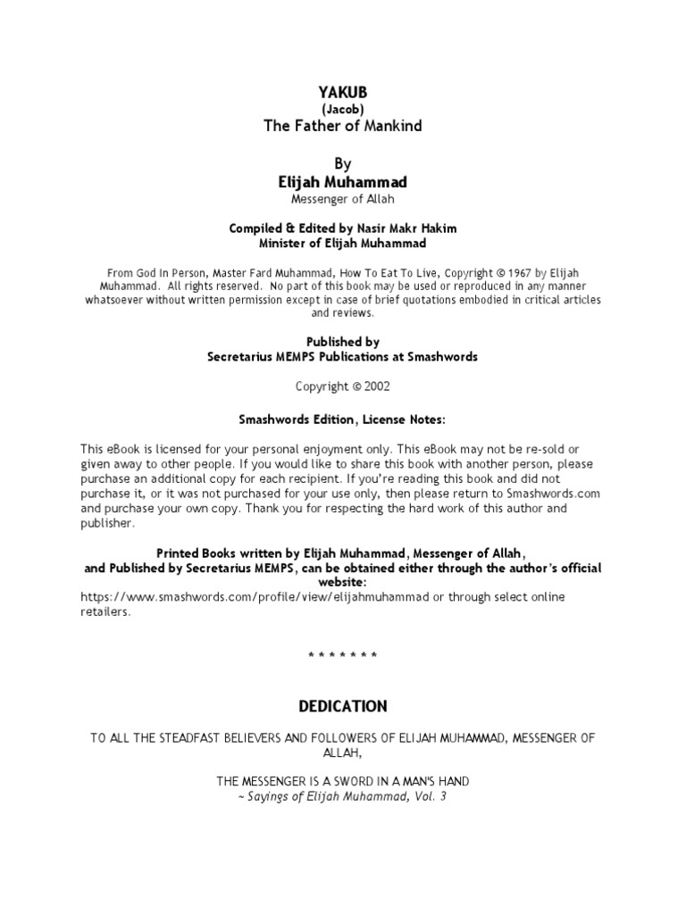 Yakub (Jacob) The Father of Mankind | PDF | Wisdom | Mythology