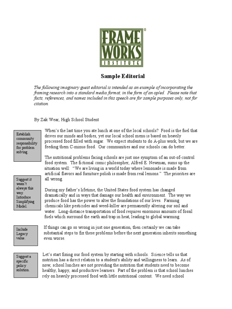Editorial Example PDF | PDF | School Meal | Nutrition