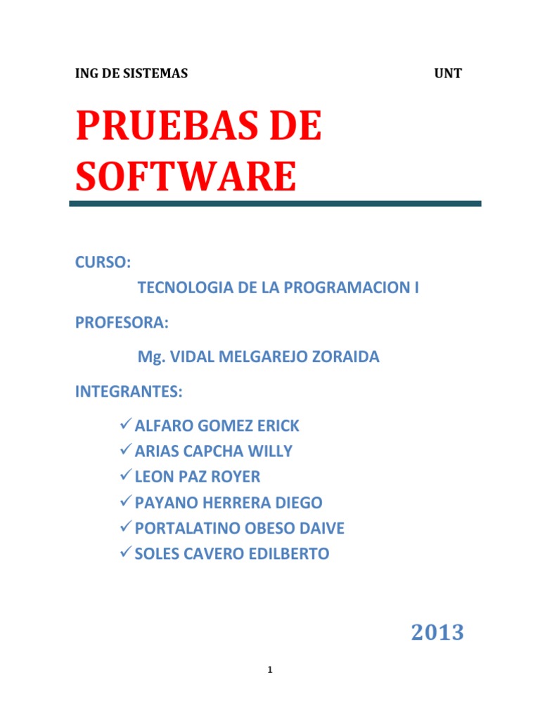 Pruebas de Software (Informe Final) | PDF | Programa de computadora | Programación