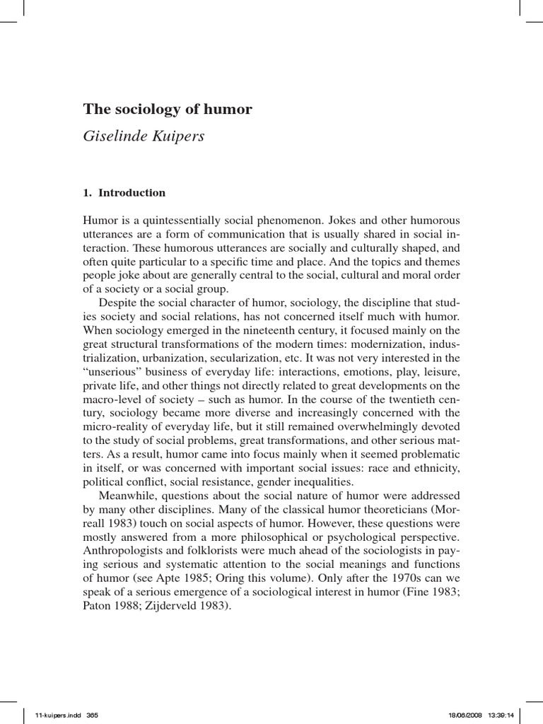 Sociology of Humor | PDF | Sociology | Humour