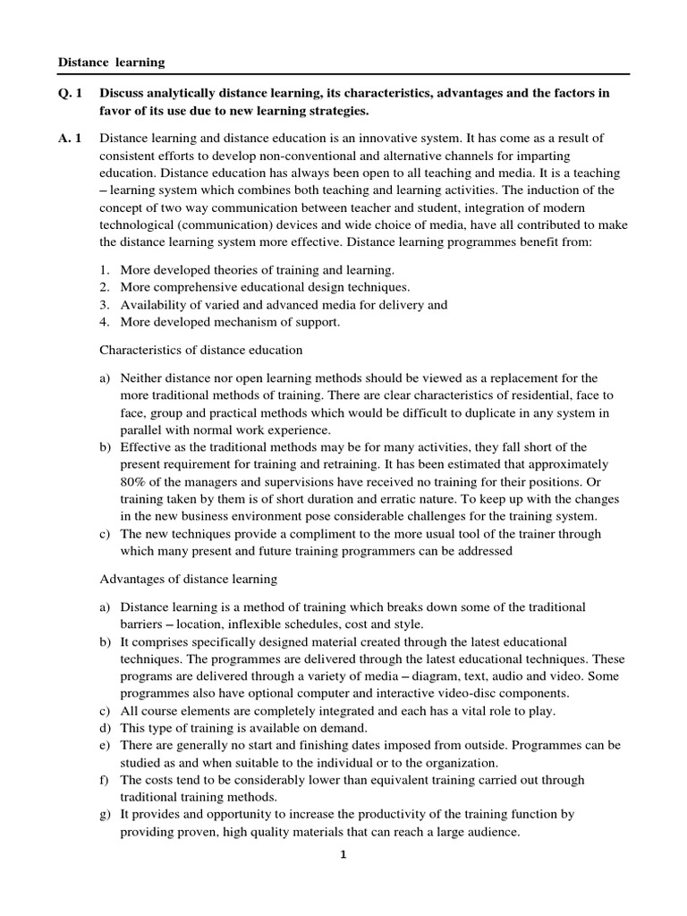 Distance Learning | PDF | Distance Education | Strategic Management